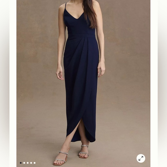 BHLDN | Dresses | Bhldn Lyra Vneck Fauxwrap Stretch Crepe Midi Dress ...